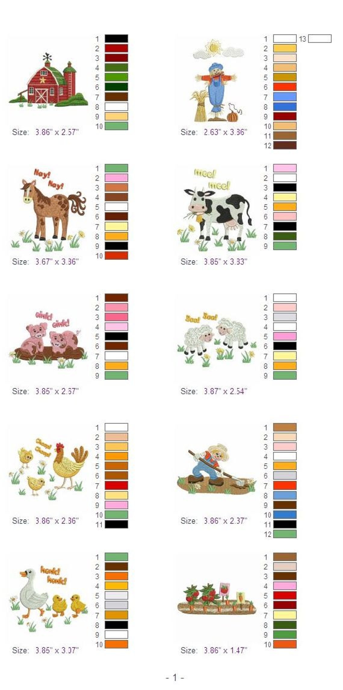 On the Farm Animal Quilt Machine Embroidery Designs Pack Instant ...