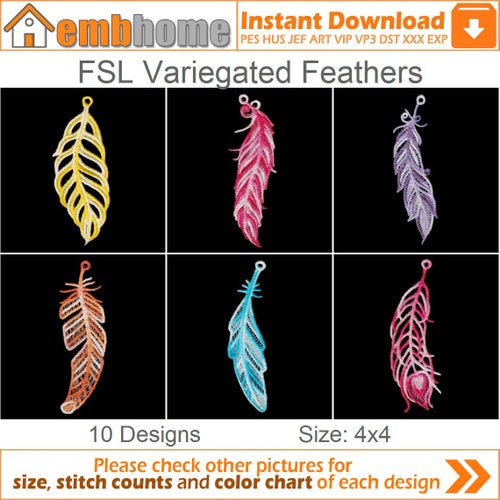 FSL Feathers Free Standing Lace Machine Embroidery Designs - Etsy Australia