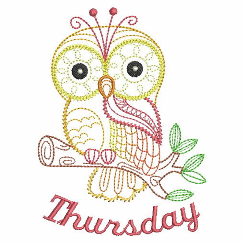 Days of the Week Owls Machine Embroidery Designs Pack Instant - Etsy