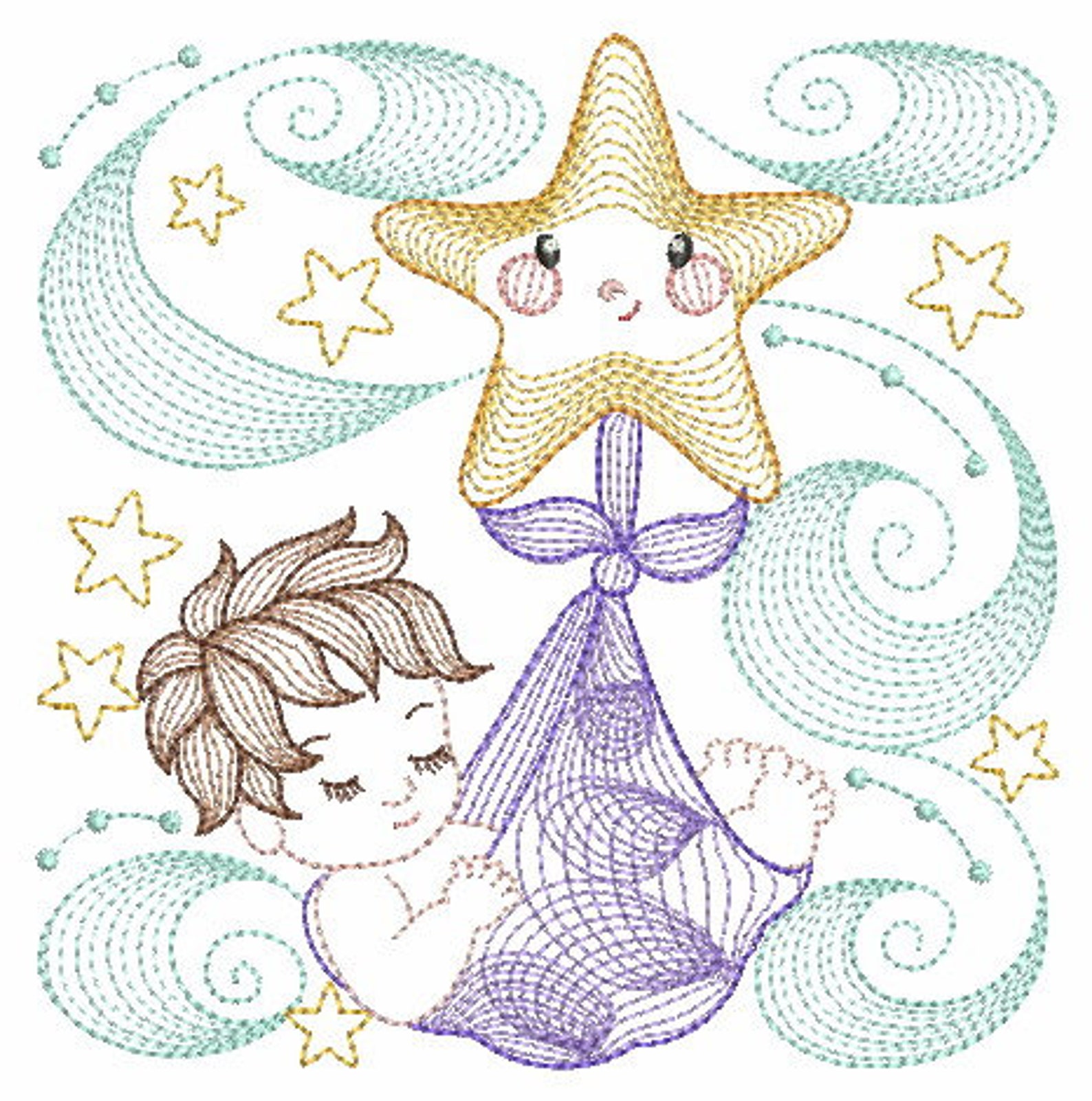 Rippled Sleeping Baby Machine Embroidery Designs Pack Instant Download ...