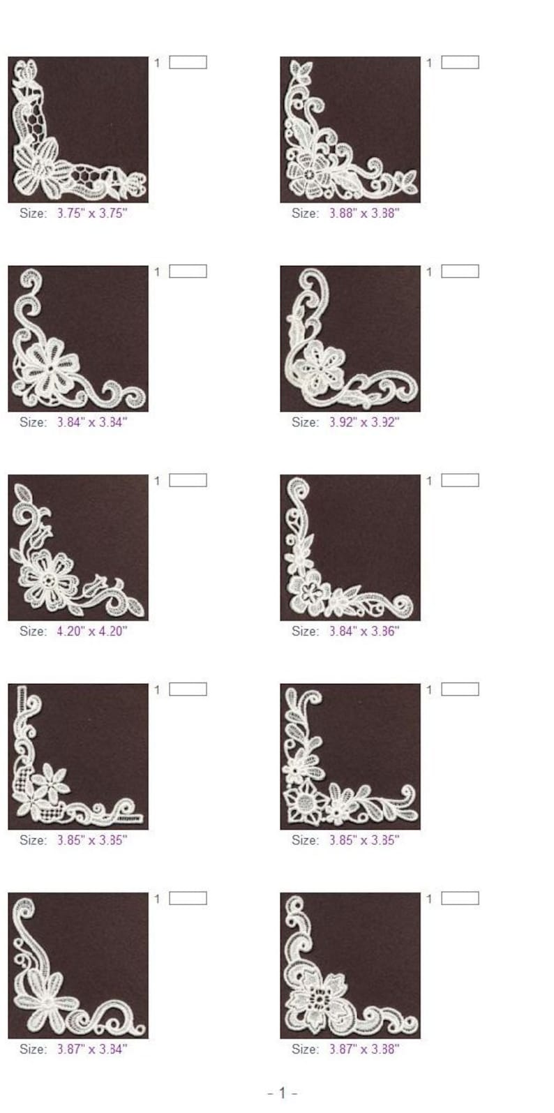 FSL Lace Corners - Free Standing Lace Machine Embroidery Designs ...