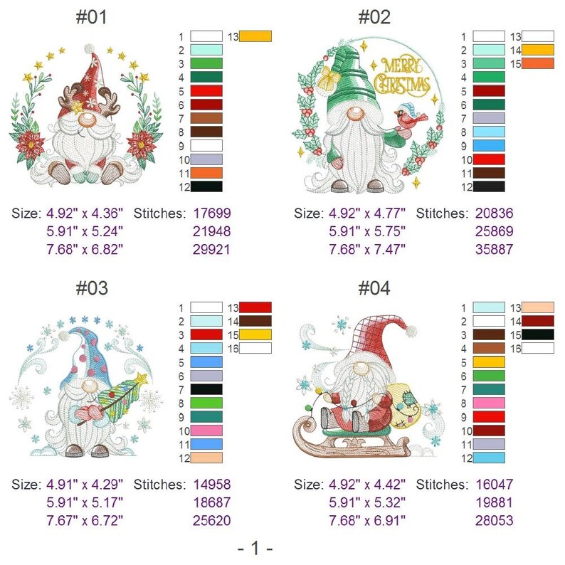 Christmas Gnome Machine Embroidery Designs Instant Download 5x5 6x6 8x8 ...