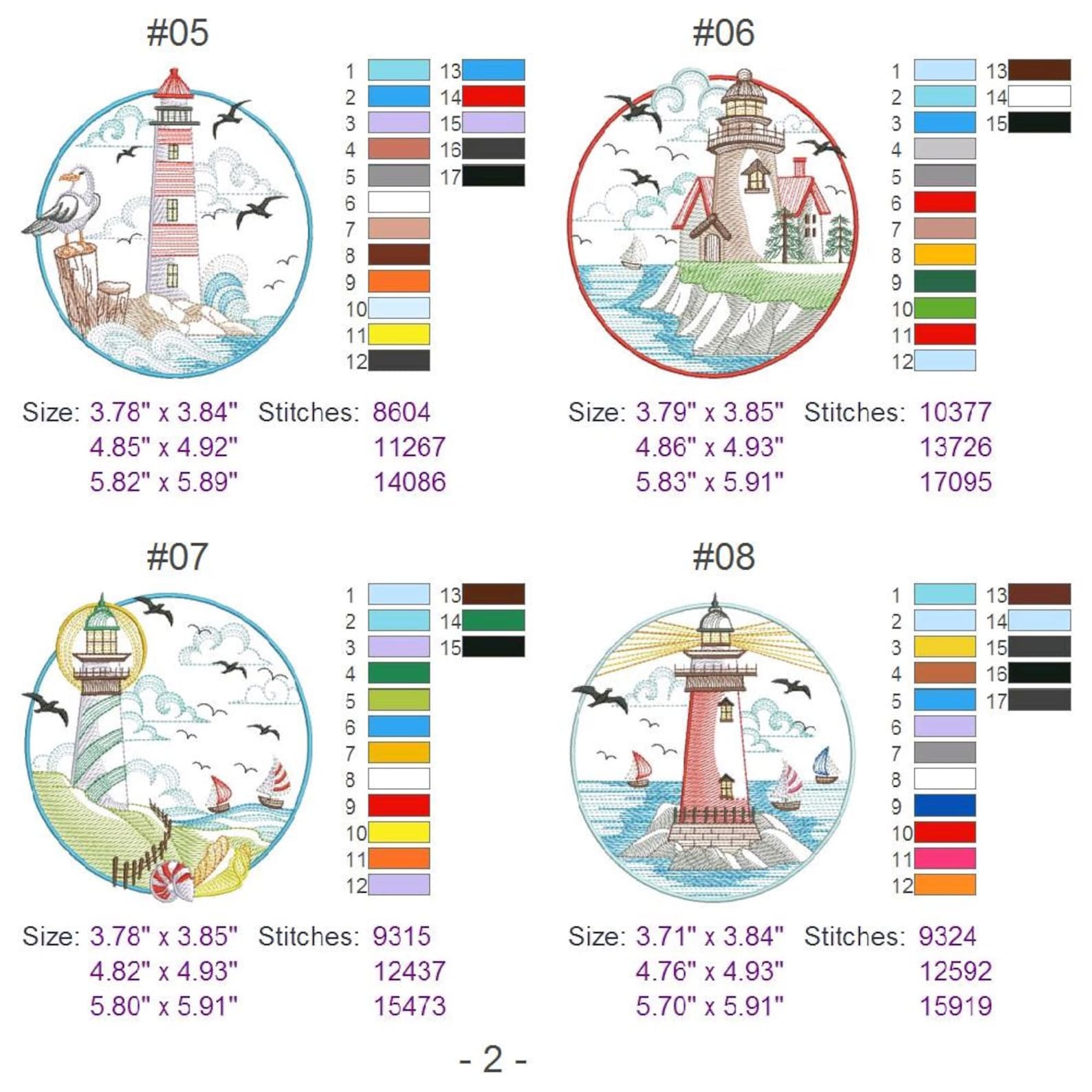 Lighthouses Machine Embroidery Designs Pack Instant Download - Etsy