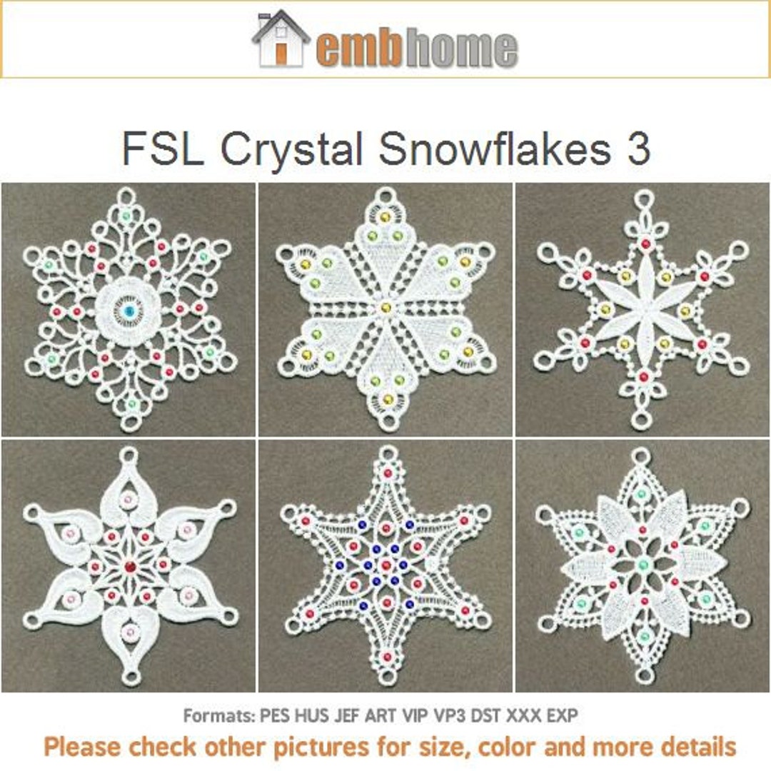 FSL Crystal Snowflakes Free Standing Lace Christmas Machine Embroidery ...