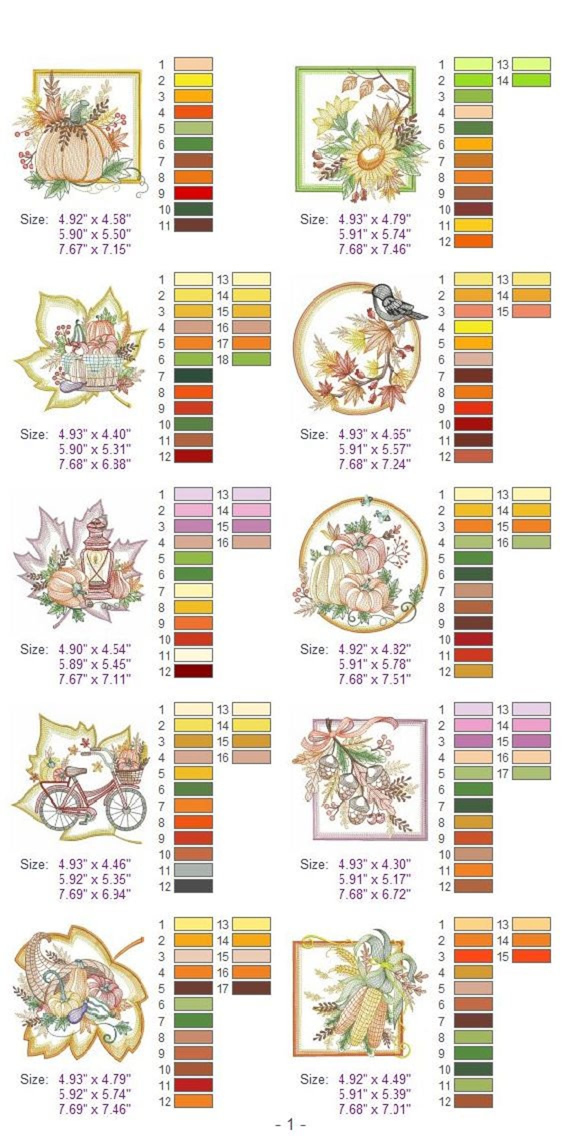Autumn the Beautiful Machine Embroidery Designs Pack Instant - Etsy
