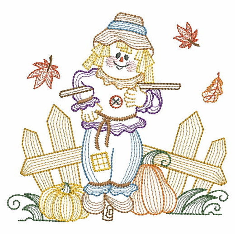 Vintage Scarecrow Machine Embroidery Designs Instant Download 5x5 6x6 ...