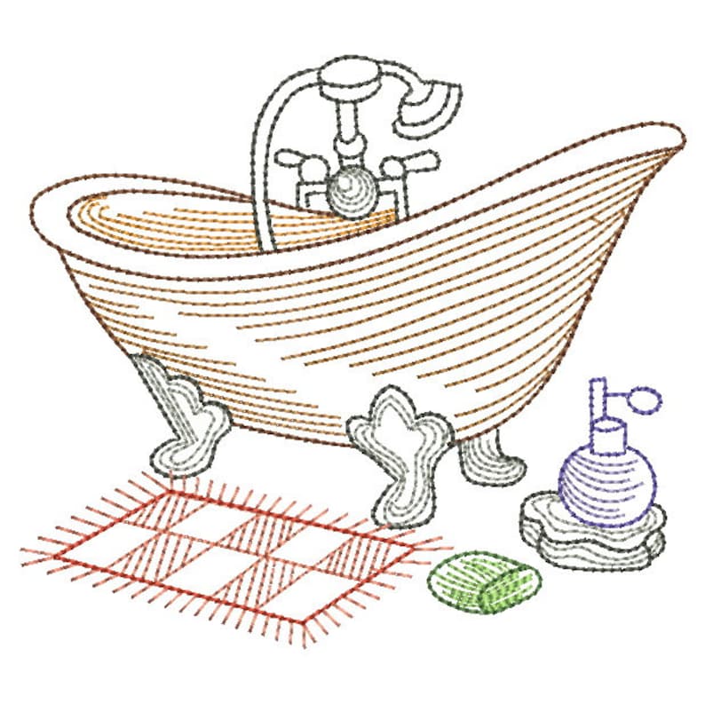 Vintage Bathtub Machine Embroidery Designs Pack Instant - Etsy