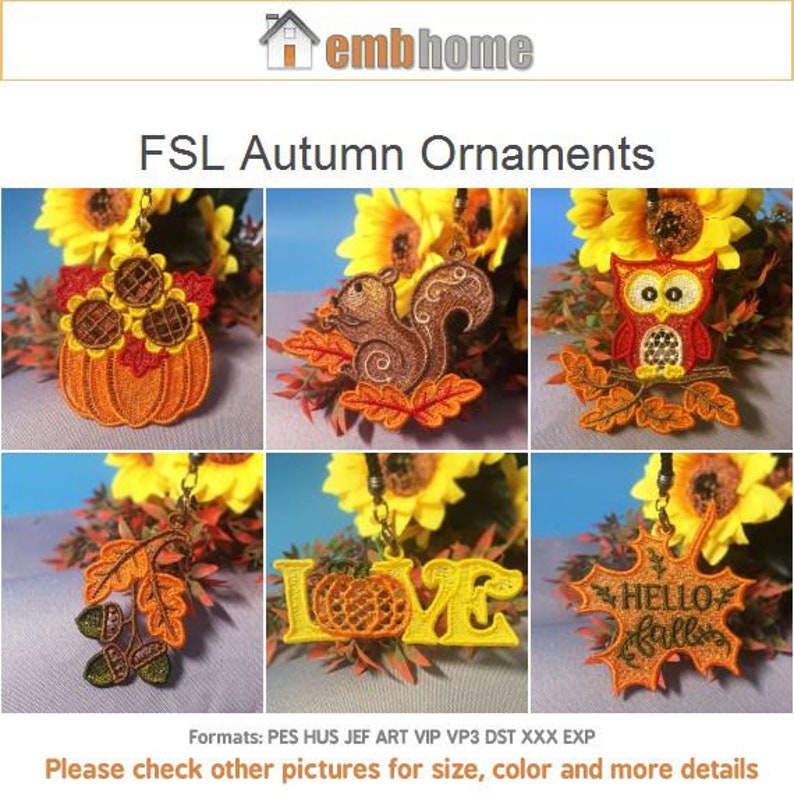 FSL Autumn Ornaments Free Standing Lace Machine Embroidery | Etsy