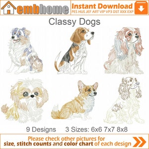 Classy Dogs Machine Embroidery Designs Instant Download 6x6 7x7 8x8 ...