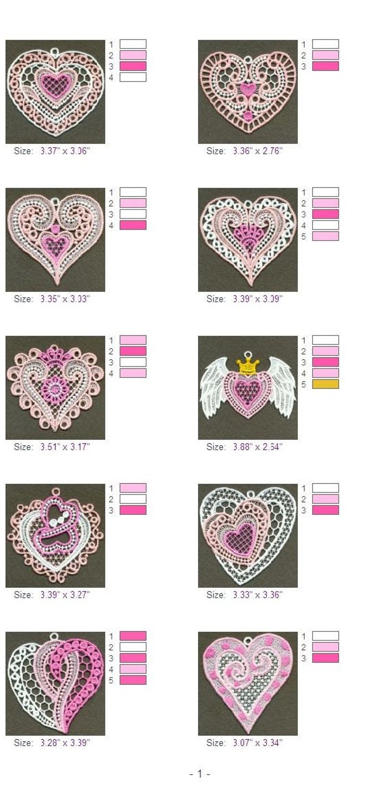 FSL Fancy Hearts Free Standing Lace Machine Embroidery Designs - Etsy