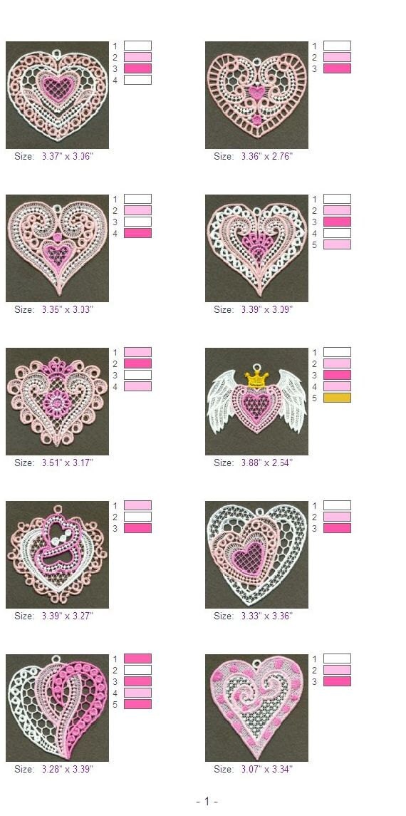 FSL Fancy Hearts Free Standing Lace Machine Embroidery Designs - Etsy
