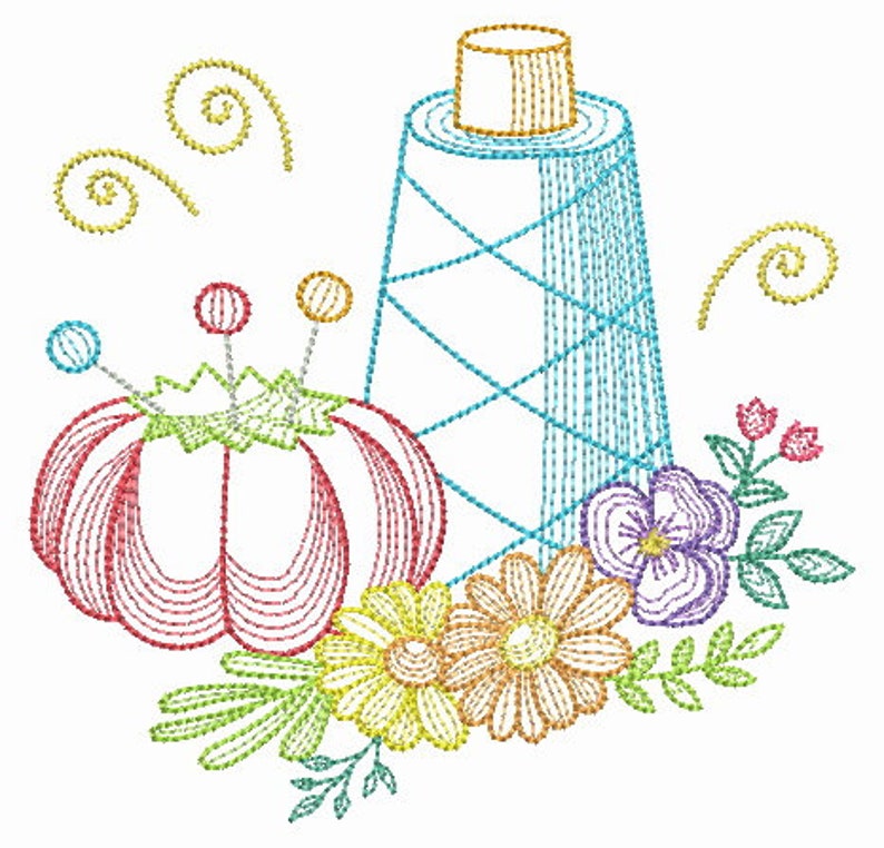 Vintage Sewing Fun Machine Embroidery Designs Pack Instant Download 4x4 ...