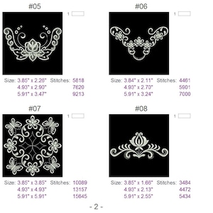 White Work Elegance Machine Embroidery Designs Instant Download 4x4 5x5 ...