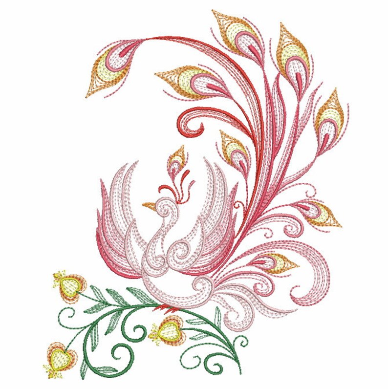 Filigree Peacock Machine Embroidery Designs Pack Instant - Etsy