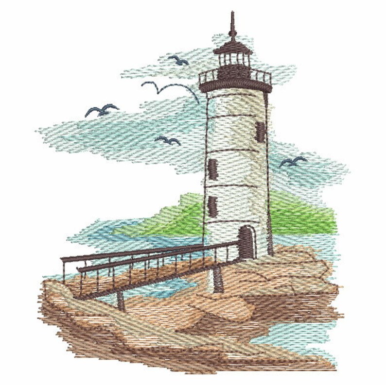 Watercolor Lighthouses Machine Embroidery Designs Instant - Etsy