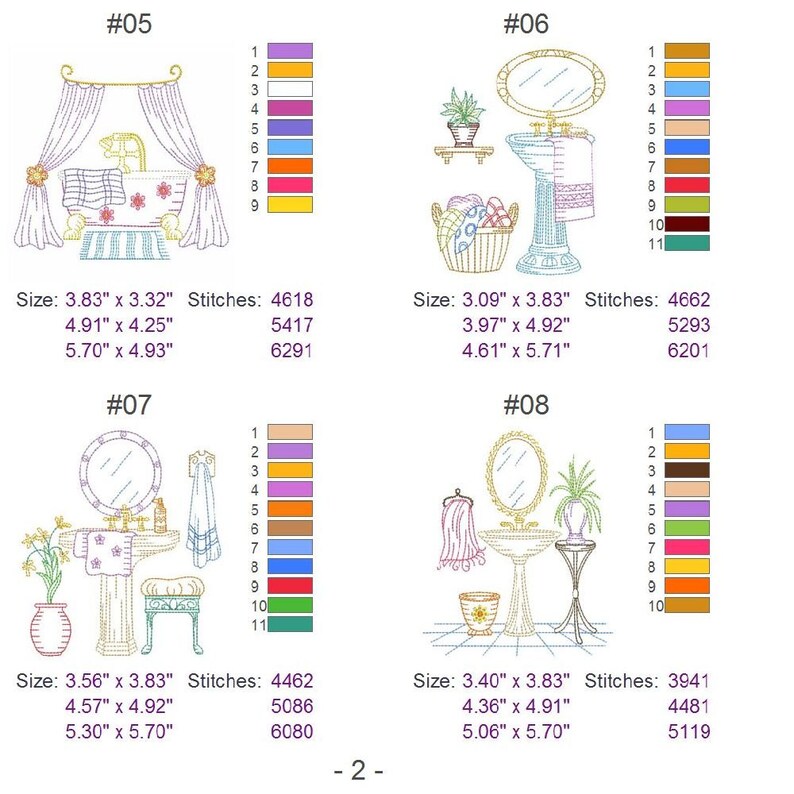 Vintage Bath Time Machine Embroidery Designs Pack Instant - Etsy