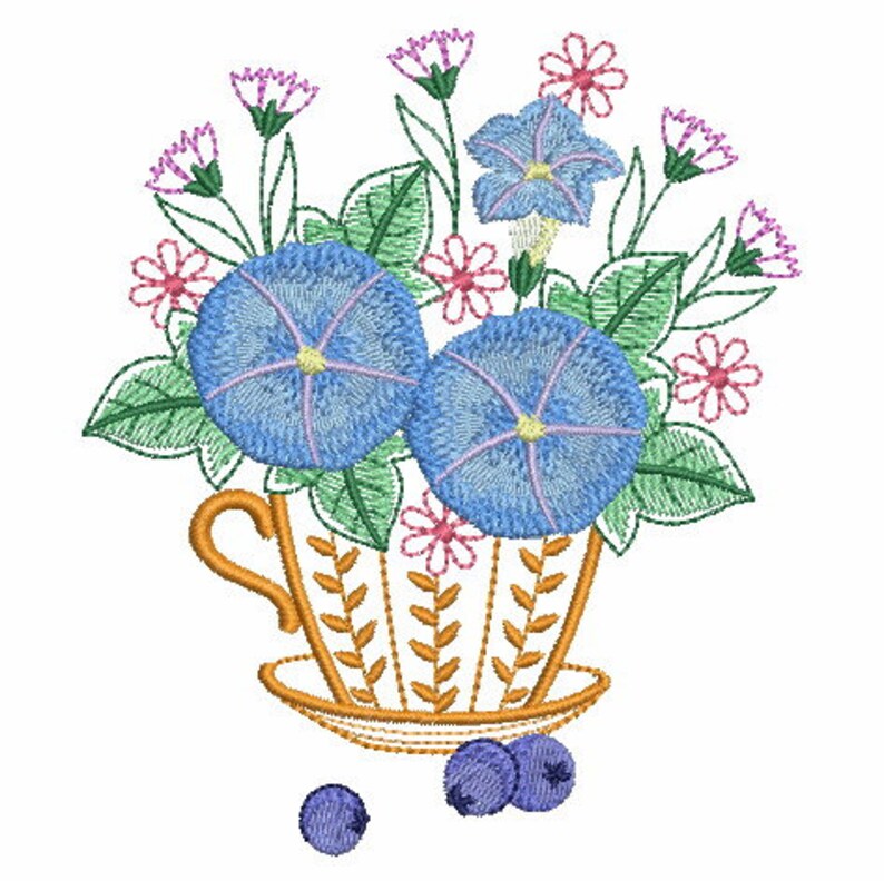 Teacup in Bloom Machine Embroidery Designs Instant Download - Etsy