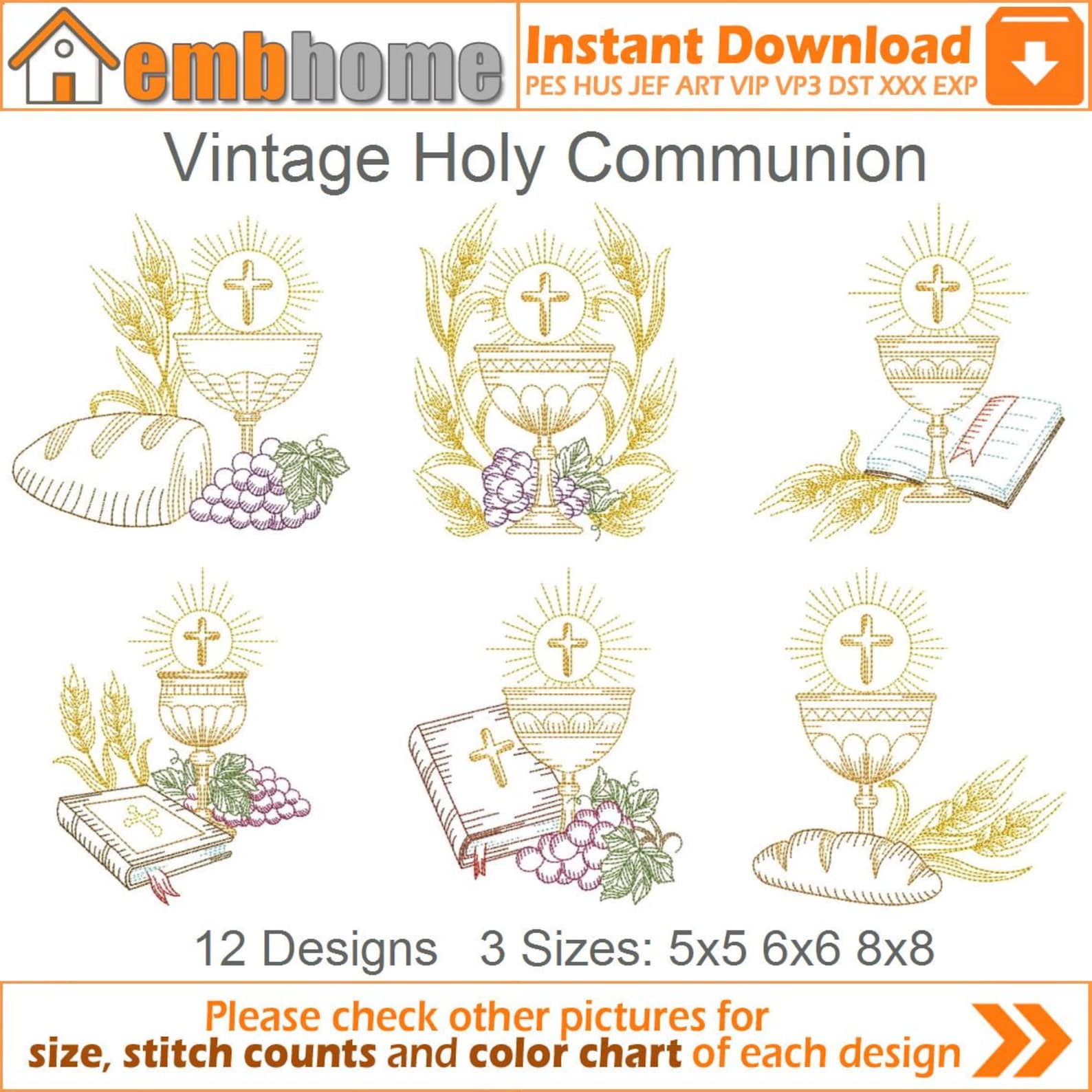 Vintage Holy Communion Pack Machine Embroidery Designs Instant - Etsy