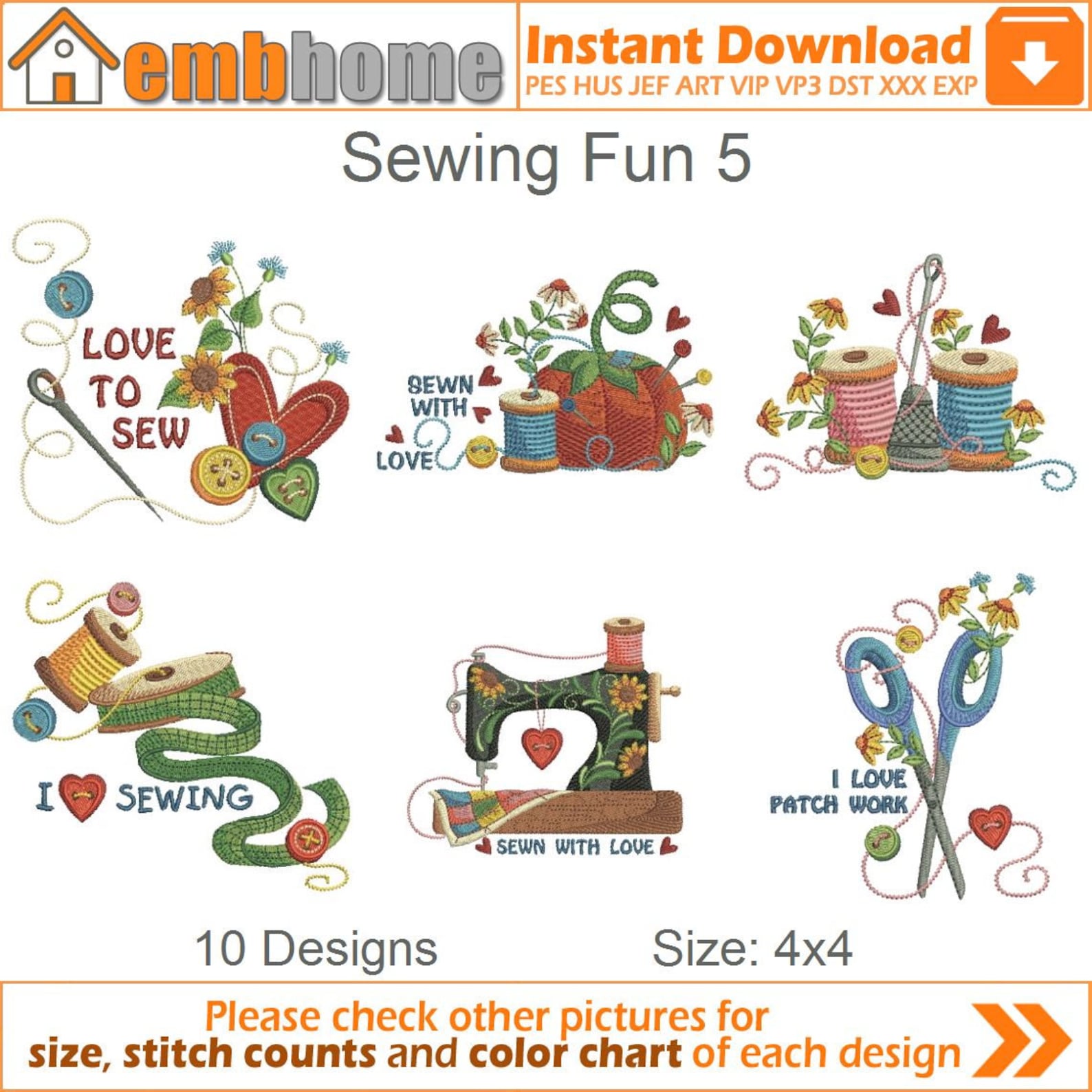 Sewing Fun Machine Embroidery Designs Pack Instant Download - Etsy