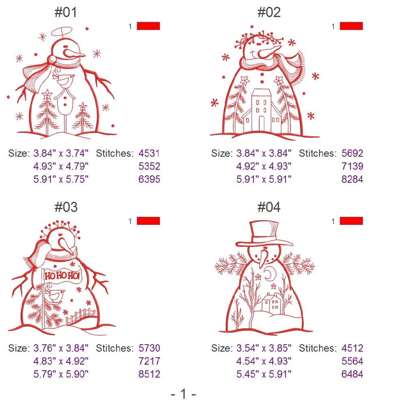 Redwork Country Snowman Machine Embroidery Designs Pack Instant ...