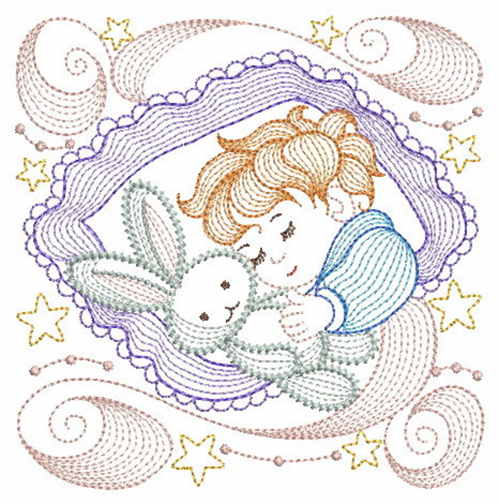 Rippled Sleeping Baby Machine Embroidery Designs Pack Instant - Etsy