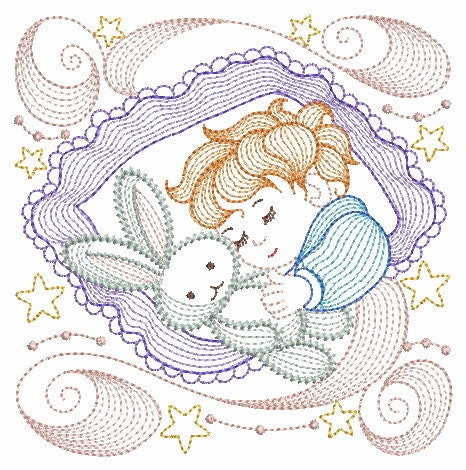 Rippled Sleeping Baby Machine Embroidery Designs Pack Instant - Etsy