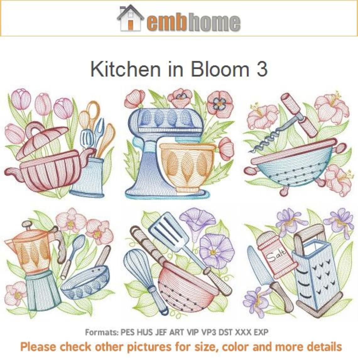 Kitchen in Bloom Machine Embroidery Designs Instant Download | Etsy
