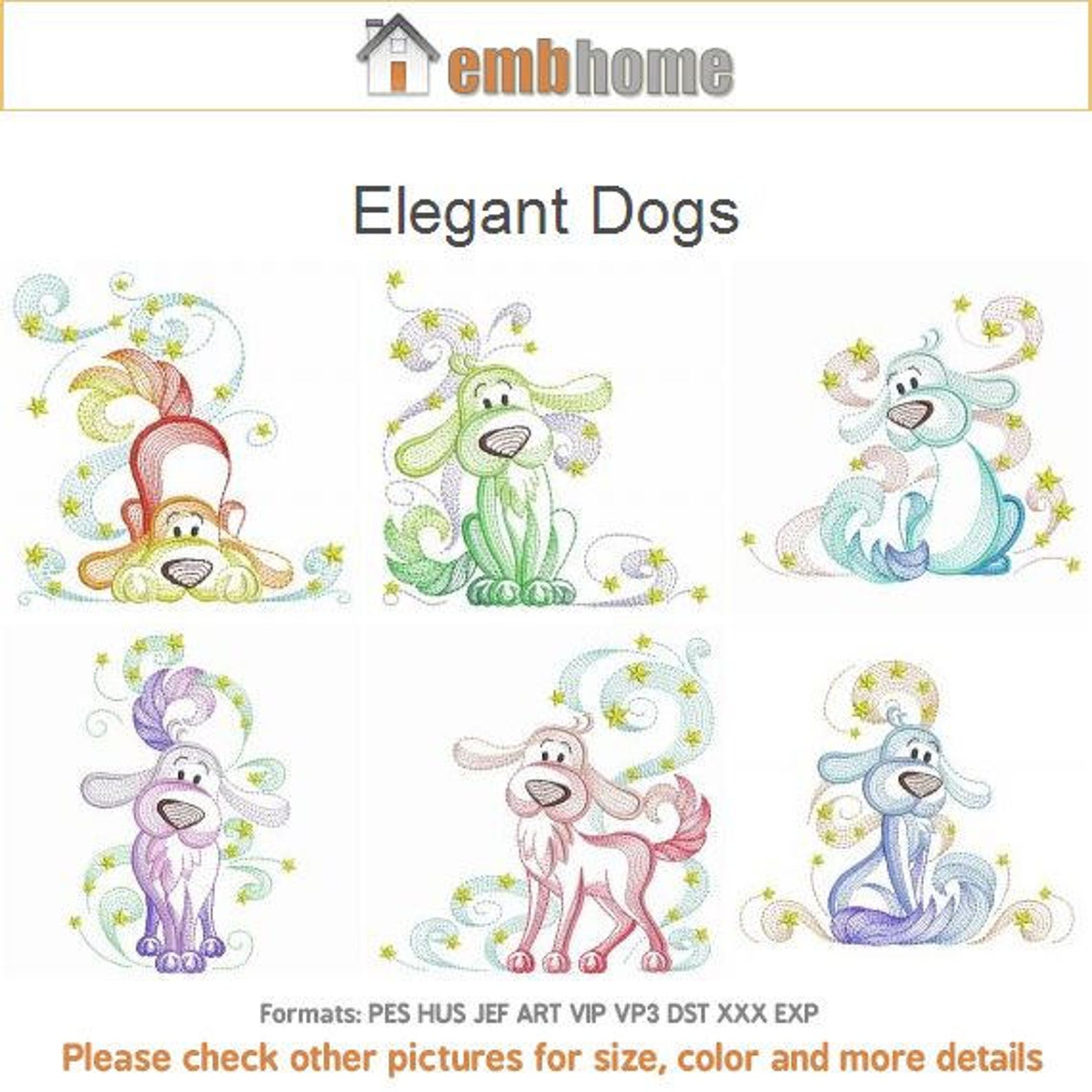 Elegant Dogs Machine Embroidery Designs Instant Download 4x4 - Etsy