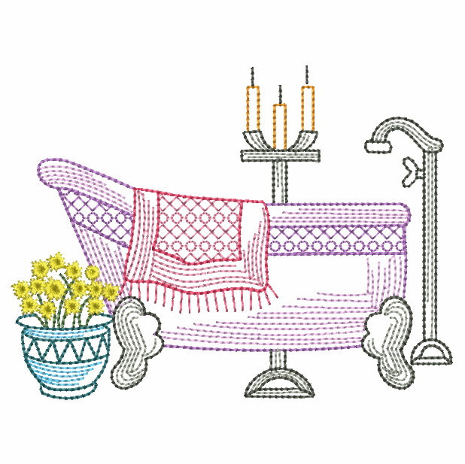 Vintage Bathtub Machine Embroidery Designs Pack Instant - Etsy