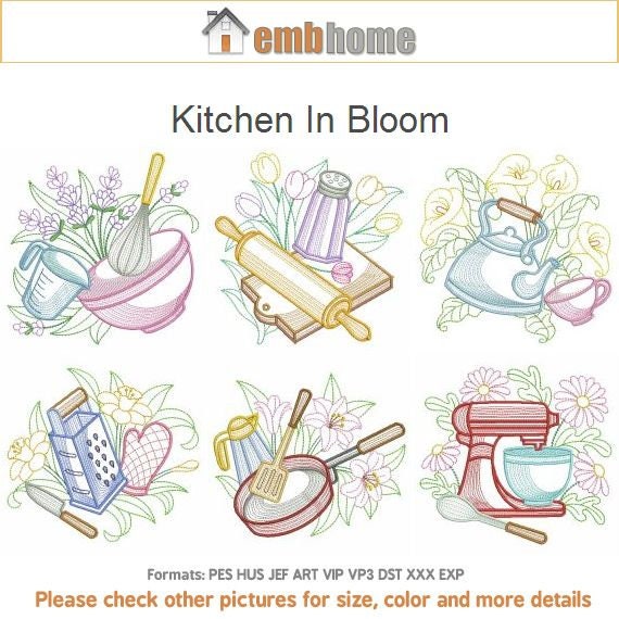 Kitchen in Bloom Machine Embroidery Designs Instant Download - Etsy