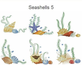 Seashells Machine Embroidery Designs Pack Instant Download 4x4 | Etsy