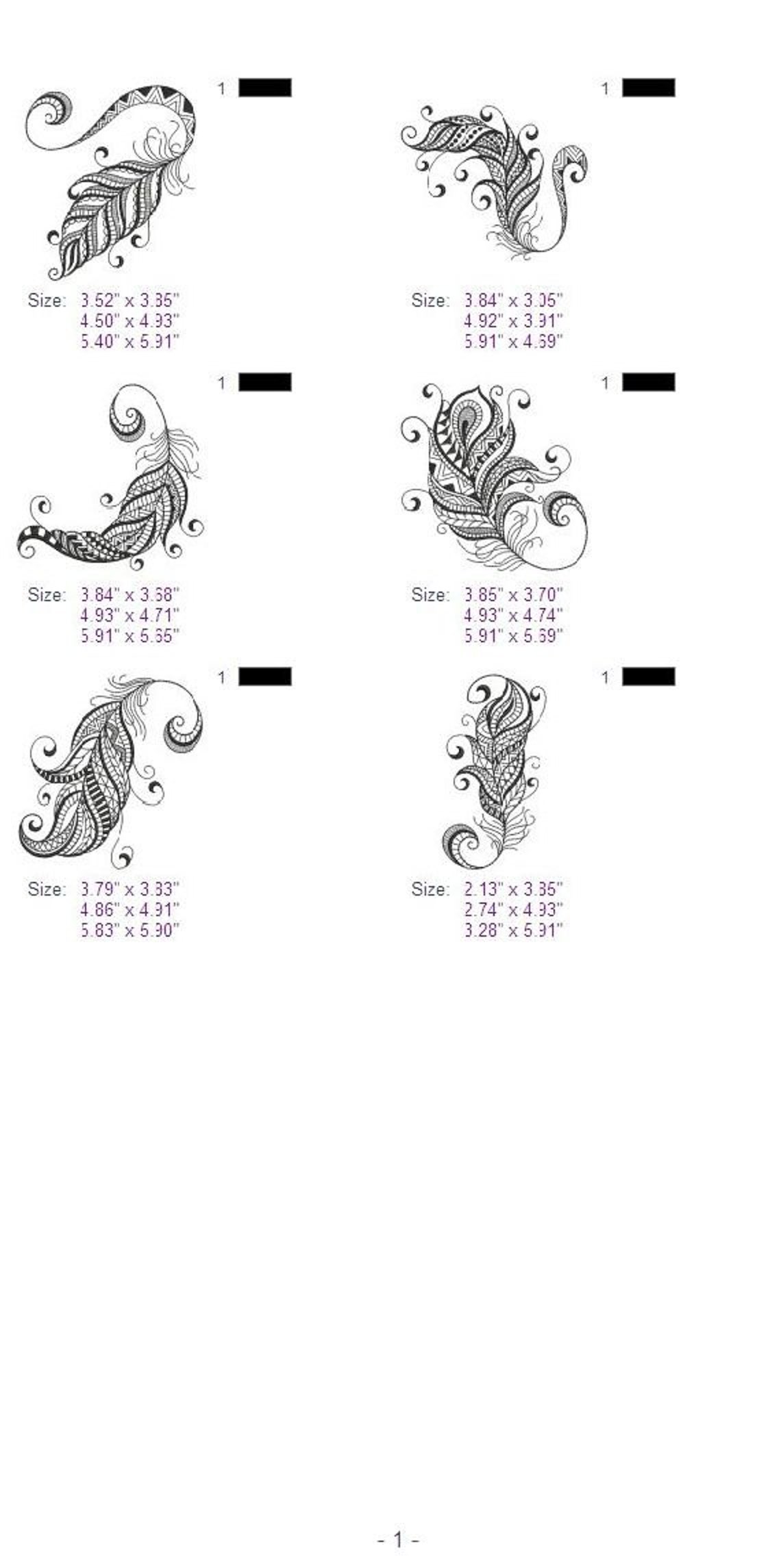 Blackwork Feathers Machine Embroidery Designs Pack Instant - Etsy