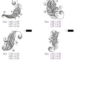 Blackwork Feathers Machine Embroidery Designs Pack Instant - Etsy