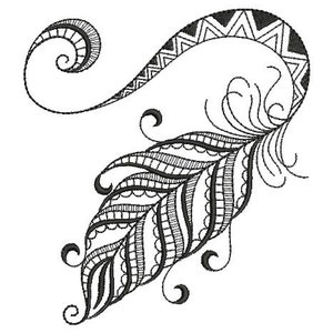 Blackwork Feathers Machine Embroidery Designs Pack Instant Download 4x4 5x5 6x6 Hoop 6 Designs ...