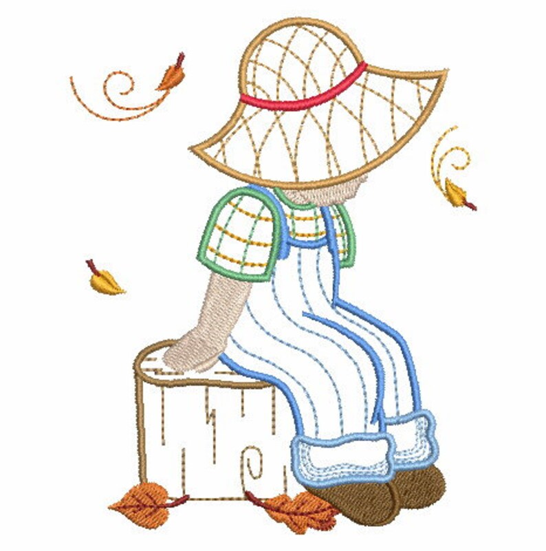 Autumn Sunbonnet Sam Machine Embroidery Designs Pack Instant - Etsy