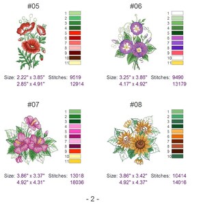 Gorgeous Flowers Machine Embroidery Designs Instant Download 4x4 5x5 ...