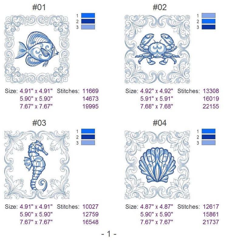 Baroque Sea Life Machine Embroidery Designs Pack Instant - Etsy