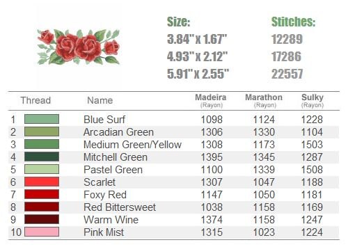 Watercolor Red Rose Holiday Valentine Machine Embroidery Design Instant ...