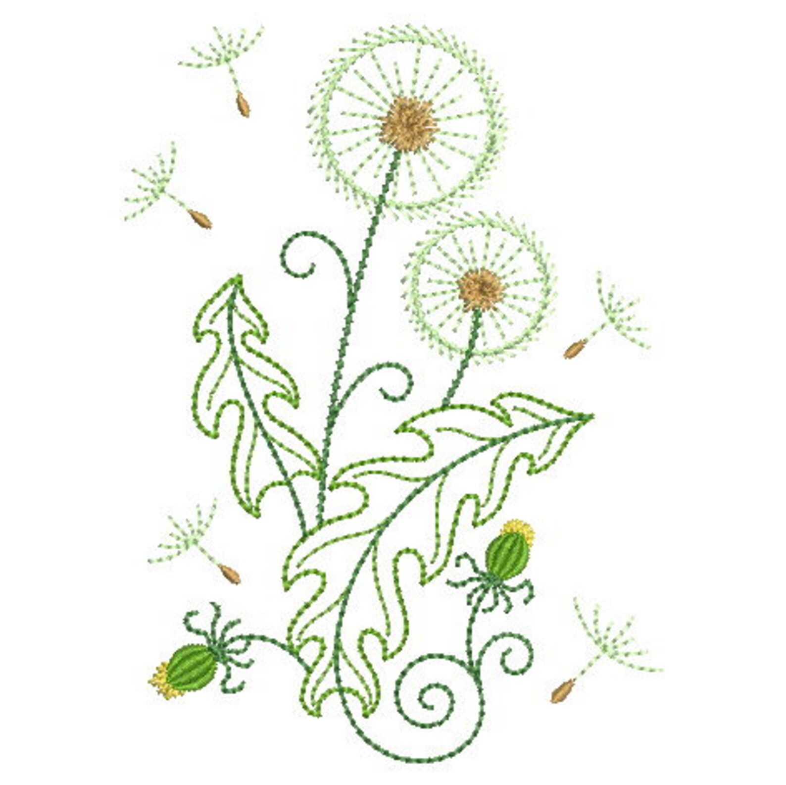 Vintage Dandelion Embroidery Designs Instant Download 4x4 5x5 - Etsy