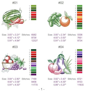 Fruit and Veggie Machine Embroidery Designs Pack Instant Download 4x4 ...