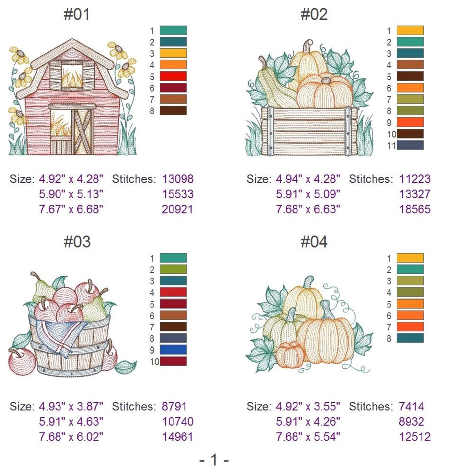 Rippled Fall Scenes Machine Embroidery Designs Pack Instant Download ...