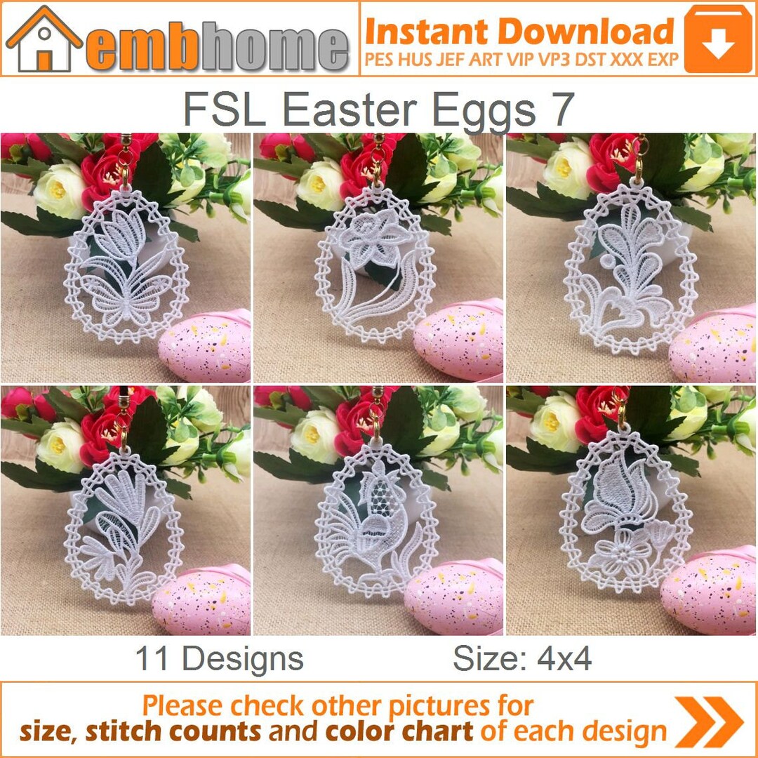 FSL Easter Eggs Free Standing Lace Ornament Machine Embroidery Designs ...