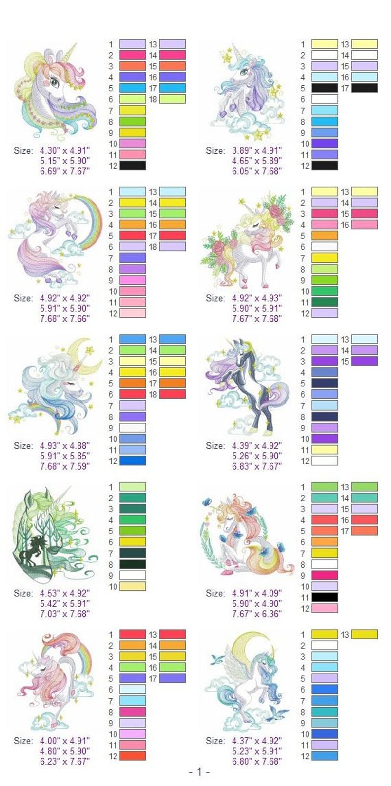 Magical Unicorn Machine Embroidery Designs Pack Instant - Etsy