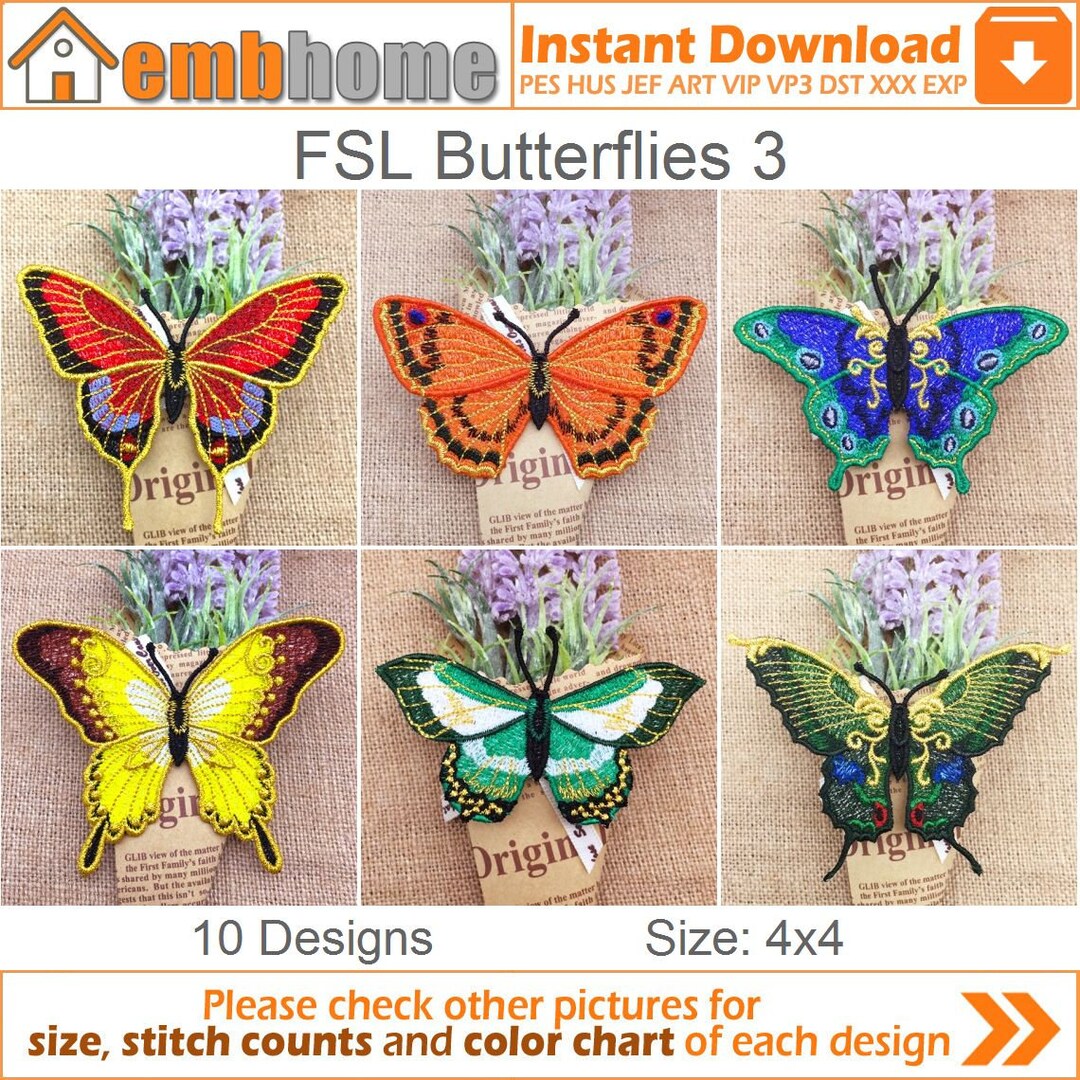 FSL Butterflies Free Standing Lace Jewelry Machine Embroidery Designs ...