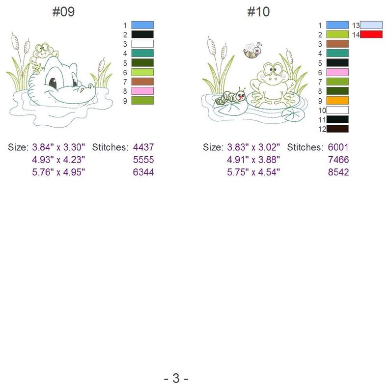 Vintage Pond Scene Machine Embroidery Designs Instant Download 4x4 5x5 ...