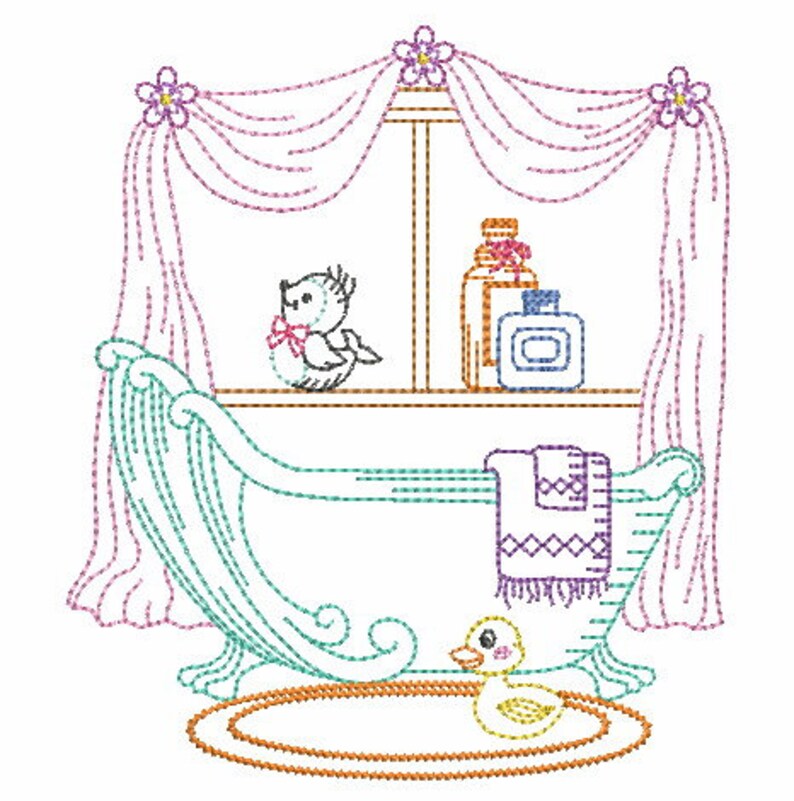 Vintage Bath Time Machine Embroidery Designs Pack Instant - Etsy