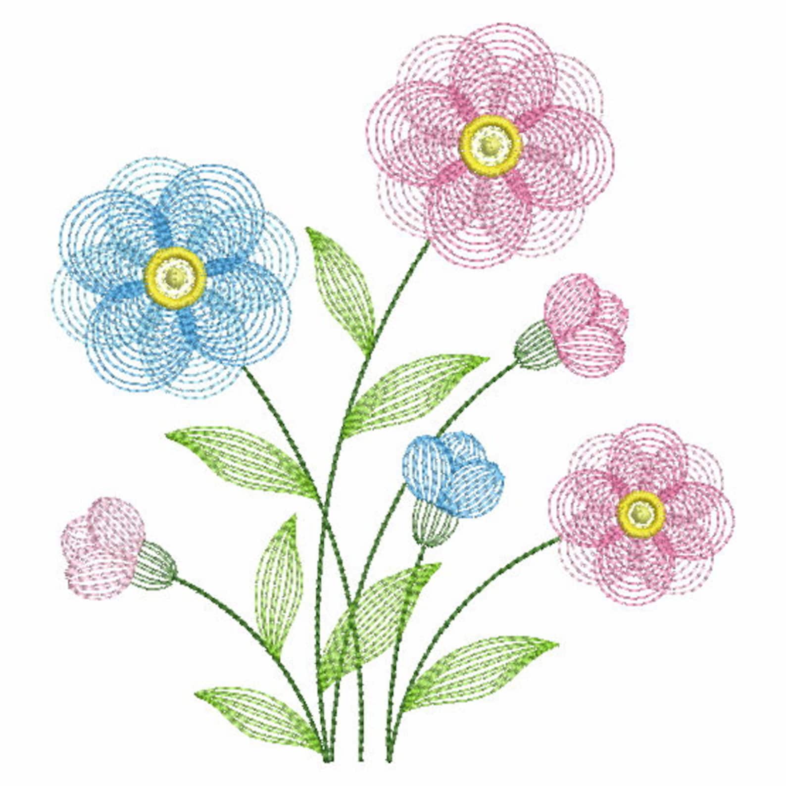 Rippled Floral Delight Machine Embroidery Designs Instant Download 4x4 ...