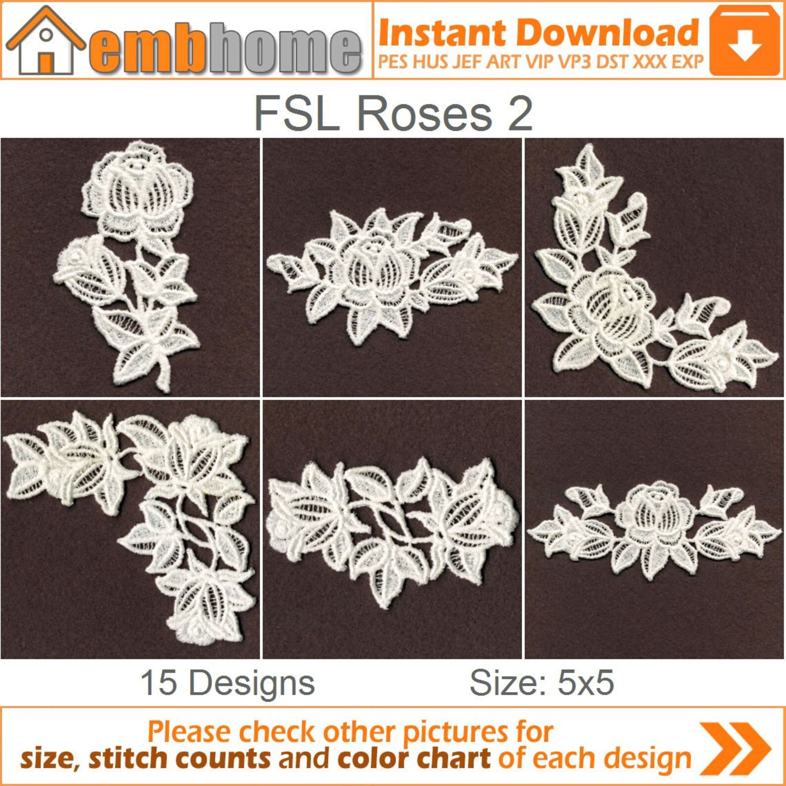 FSL Roses Flowers Free Standing Lace Machine Embroidery - Etsy