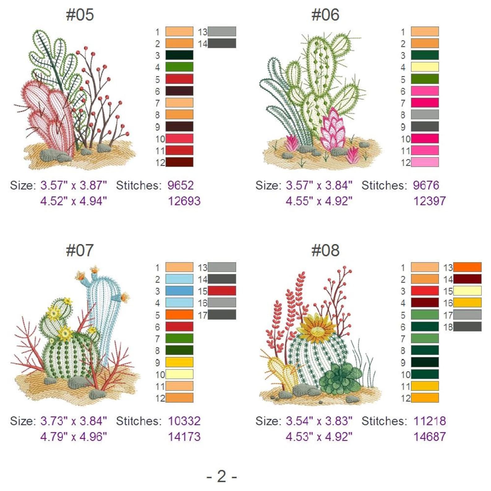 Cactus Machine Embroidery Designs Instant Download 4x4 5x5 - Etsy