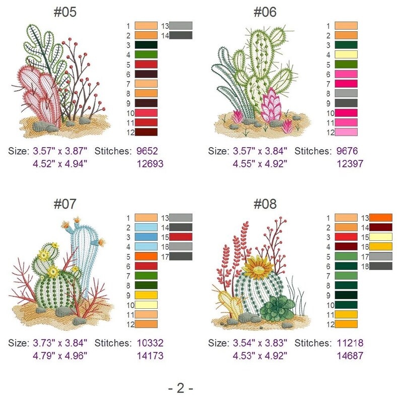 Cactus Machine Embroidery Designs Instant Download 4x4 5x5 - Etsy